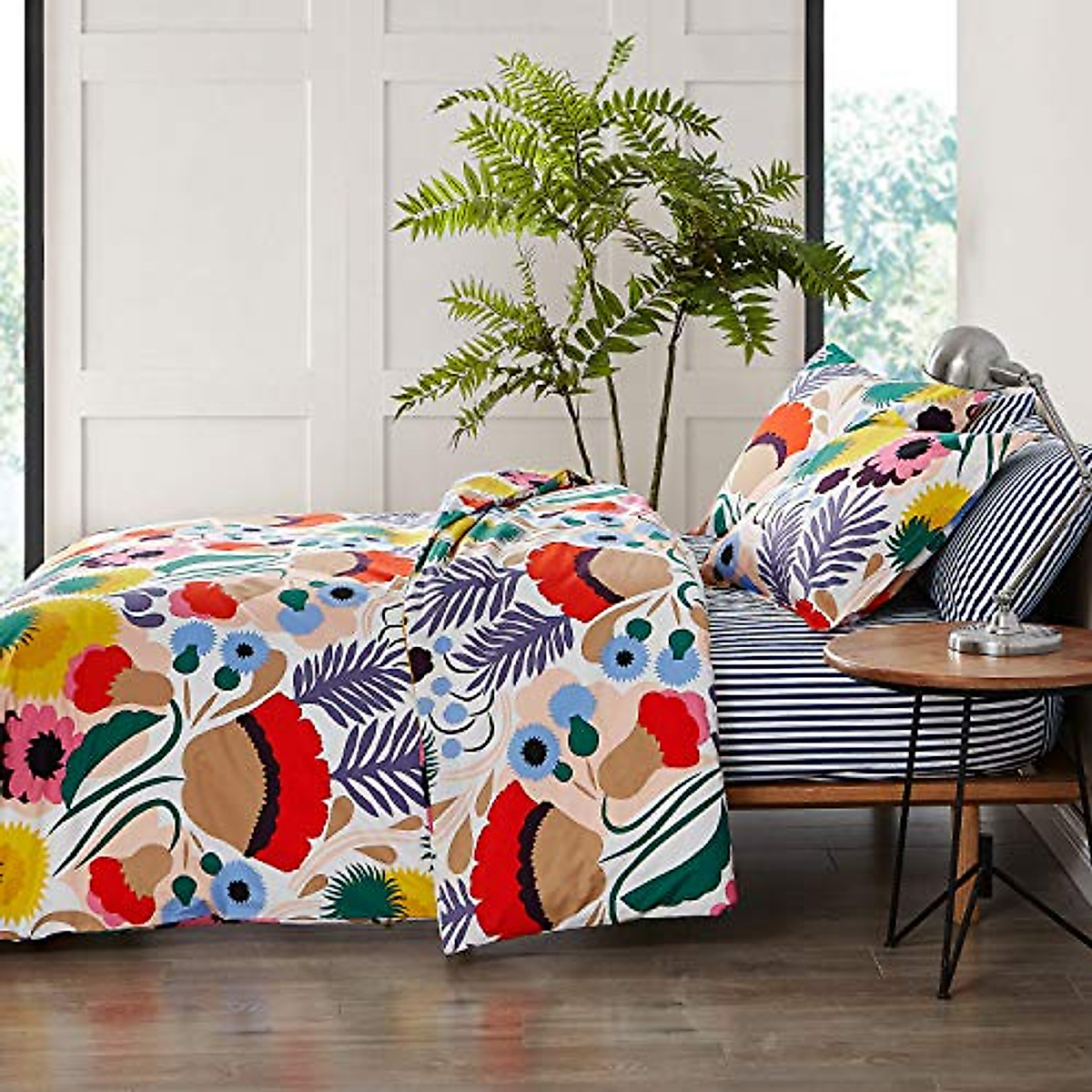 Marimekko - Queen Duvet Cover Set, Cotton Percale Bedding with Matching Shams, All Season Home Decor (Ojakellukka Multicolor, Queen)