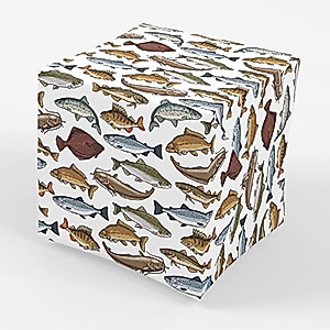 Stesha Party Fishing Gift Wrap Fish Wrapping Paper Men - Folded Flat 30 x 20 Inch - 3 Sheets