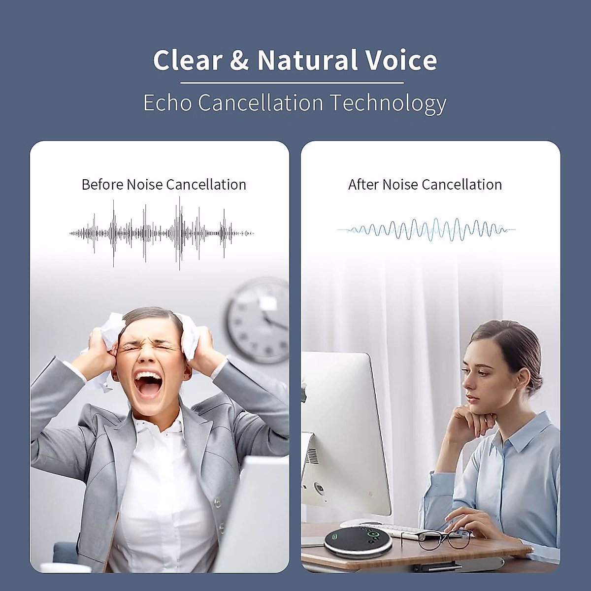 TONGVEO Bluetooth Speakerphone Conference Microphones, Wireless Conference Speaker 360°Voice Pick up with 4 AI Noise Cancellation Mics USB/Dongle/Bluetooth Connection 8 Hour Call Time for 8-12 People