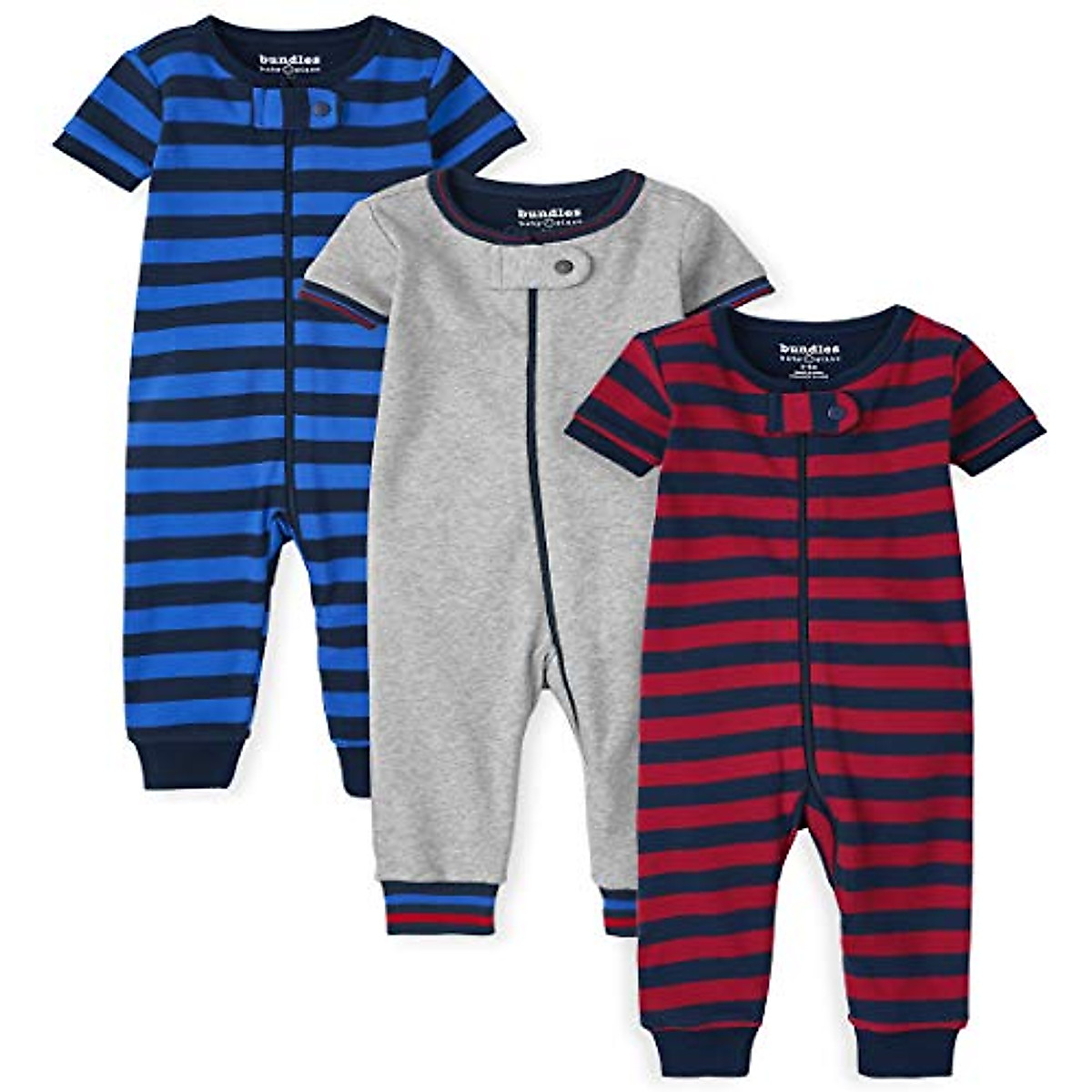The Children's Place,Baby and Toddler Boys Striped Snug Fit Cotton One Piece Pajamas 3-Pack,Pure RED,3-6MONTHS