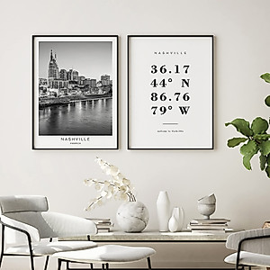 Dear Mapper Nashville United States View Abstract Road Modern Map Art Minimalist Painting Black and White Canvas Line Art Print Poster Art Print Poster Home Decor (Set of 3 Unframed) (12x16inch)