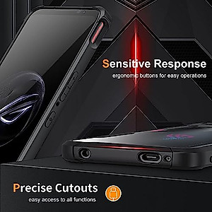 Fanbiya Armor Case for ASUS ROG Phone 7 Case with Camera Protector, Soft Slim TPU Clear Acrylic PC Back Full Body Protection Rugged Shockproof Case with Tempered Glass
