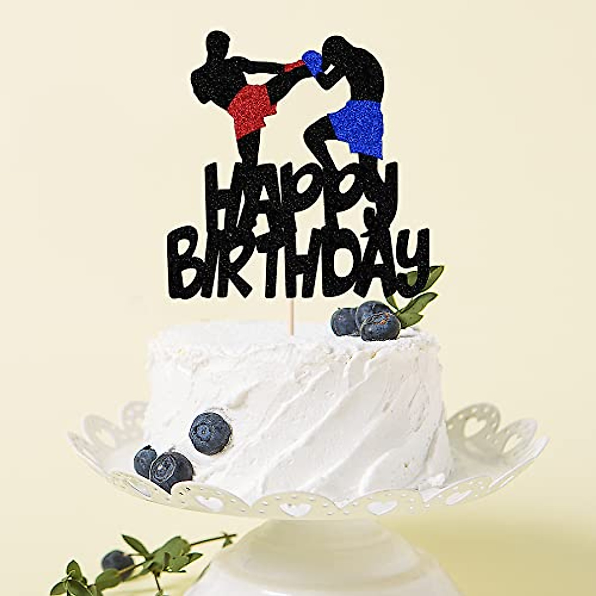 LVEUD Black flash Boxing Match Cake Topper Boxer Decor Cake Topper Sports Theme Happy Birthday Cake Topper Boxing Hobby Happy Birthday Cake Topper Party Cake Decorations