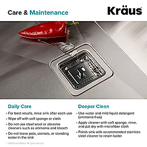 KRAUS Pax 31 1/2-inch 16 Gauge Undermount 50/50 Double Bowl Stainless Steel Kitchen Sink, KHU322