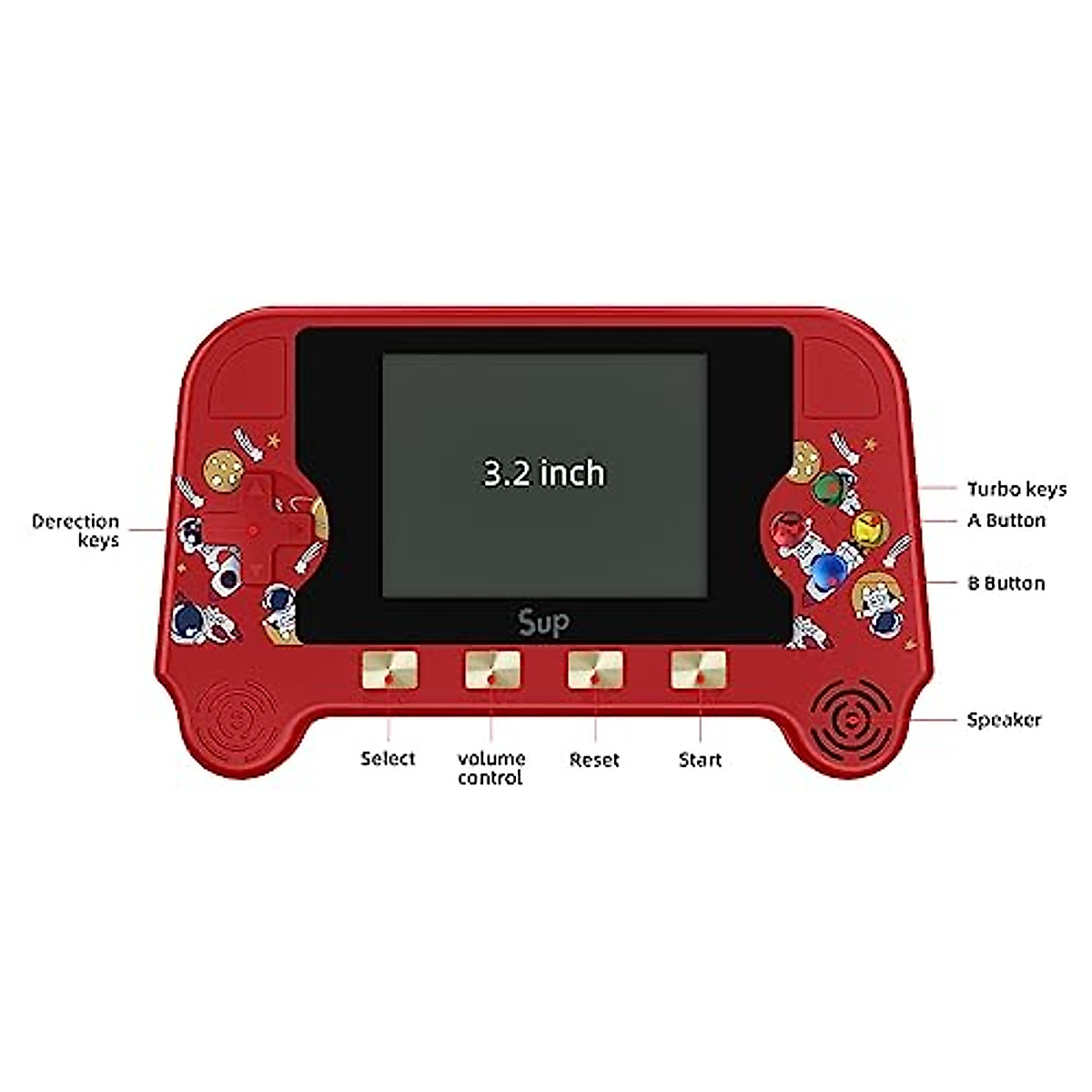 TimeMax Portable Handheld Game Consoles Video Games for Kids and Adults 3.2-inch Screen 500 Preloaded Classic Retro Games Built-in Battery 2-Player Controller TV Connection (Red)…