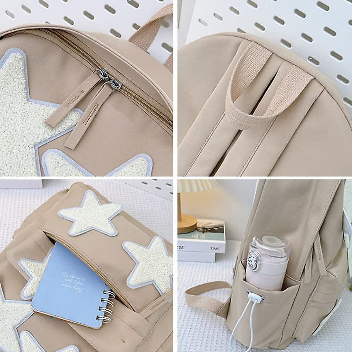 jupkem Jupkem Anime Toilet-bound Hanako-kun Backpack with Animal Doll Pendant Student Bag Laptop Cosplay Boy Girl (White 5)