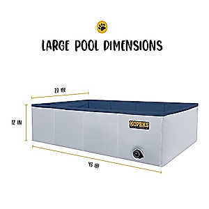 KOPEKS Outdoor Rectangular Swimming Pool Bathing Tub - Portable Foldable - Large - 43" x 27" - Grey,KPS-1081