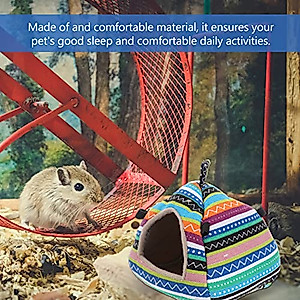 POPETPOP Guinea Pig Bedding - Hedgehog Bedding Hamster Snuggle Sack Rat House Bed Winter Warm Fleece Pet Syrian Hamster Chinchilla Bed Cage Nest Cuddle Cups - Mongolia Style, Size S