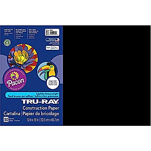 Tru-Ray® Construction Paper, 50% Recycled, 12" x 18", Black, Pack of 50