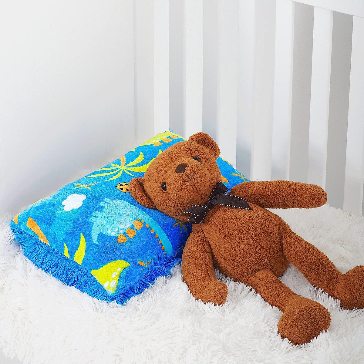 Wellber Kids Pillowcase Toddler Pillow Cover Set of 2, Dinosaur Toddler Pillowcase Boys Girls Cute Bedding Pillowcase, Cartoon Baby Kids Pillow Cover 14 x 19 inch