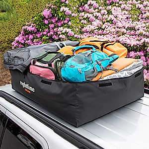 Rightline Gear Range 3 Weatherproof Rooftop Cargo Carrier for Top of Vehicle, Attaches With or Without Roof Rack, 18 Cubic Feet, Black