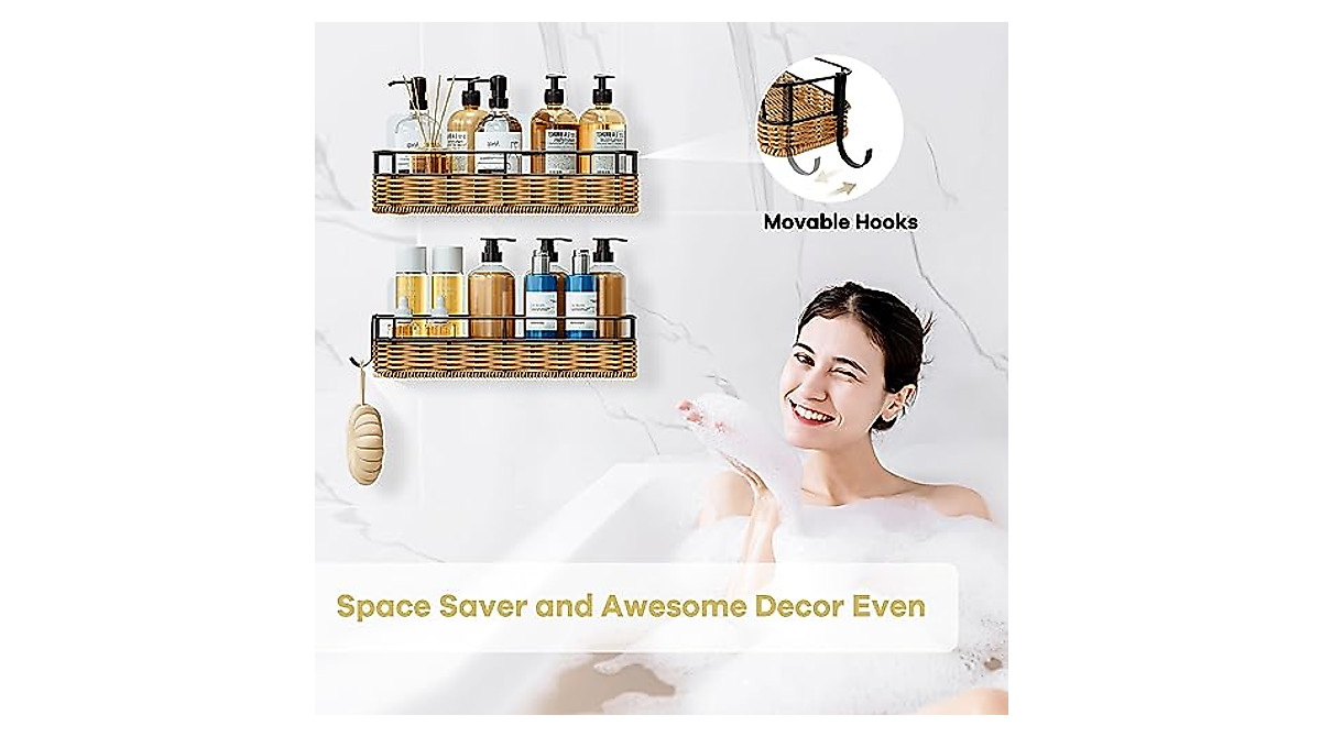 Gusio Woven Shower Caddy for Bathroom Organization & Decor