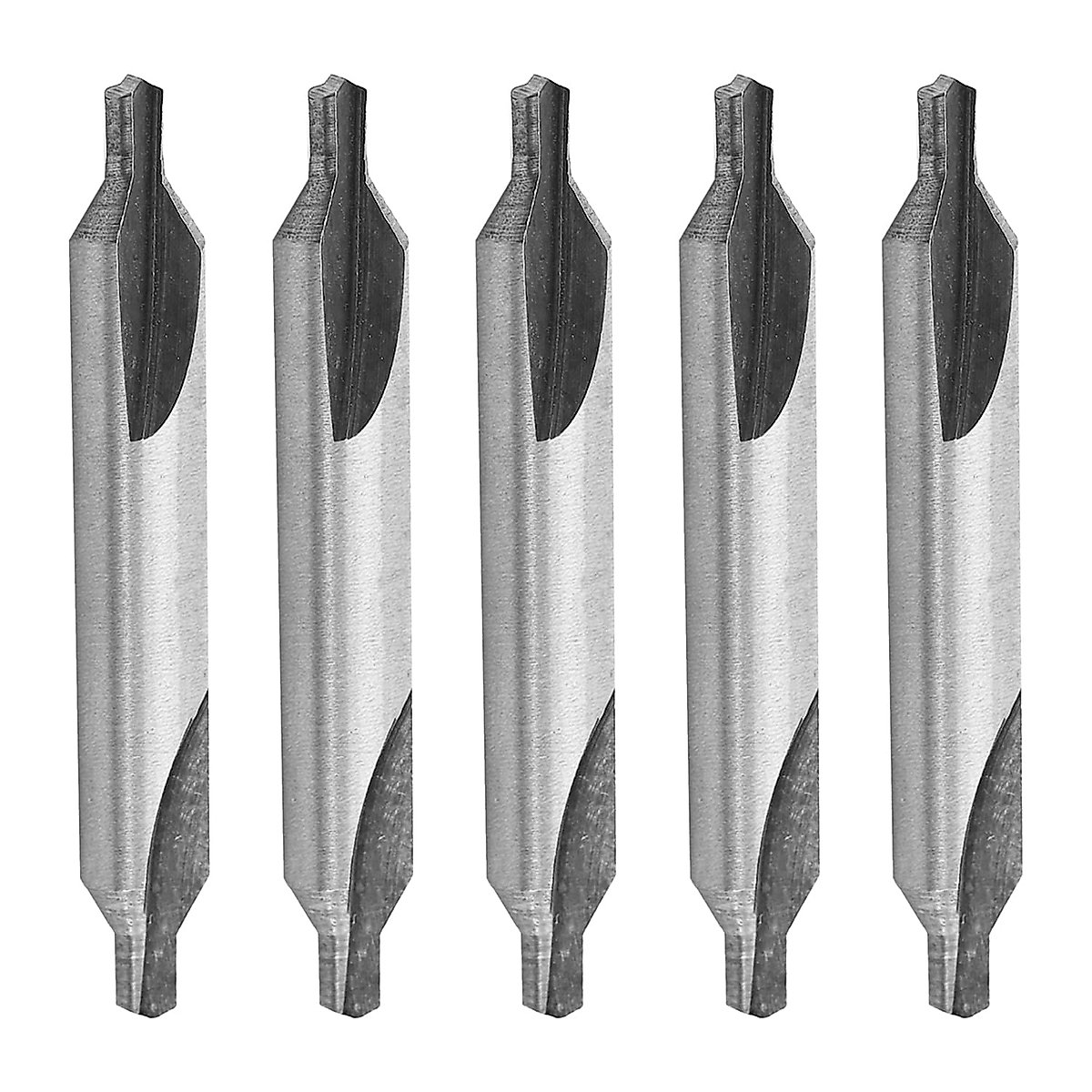 Utoolmart 5 Pcs Center Drill Countersink Lathe Bit Mill Tool, Combined Drills Plain Type Imperial, 1/4-inch Combined Countersinks Drills Set Tool, HSS-6542 Countersinks