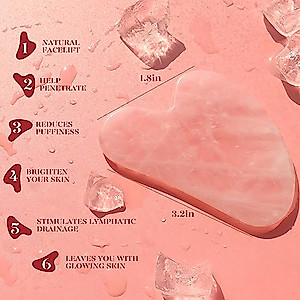 BAIMEI Jade Roller & Gua Sha, Face Roller, Facial Beauty Roller Skin Care Tools, Massager for Face, Eyes, Neck, Body Muscle Relaxing and Relieve Fine Lines and Wrinkles - Rose Quartz