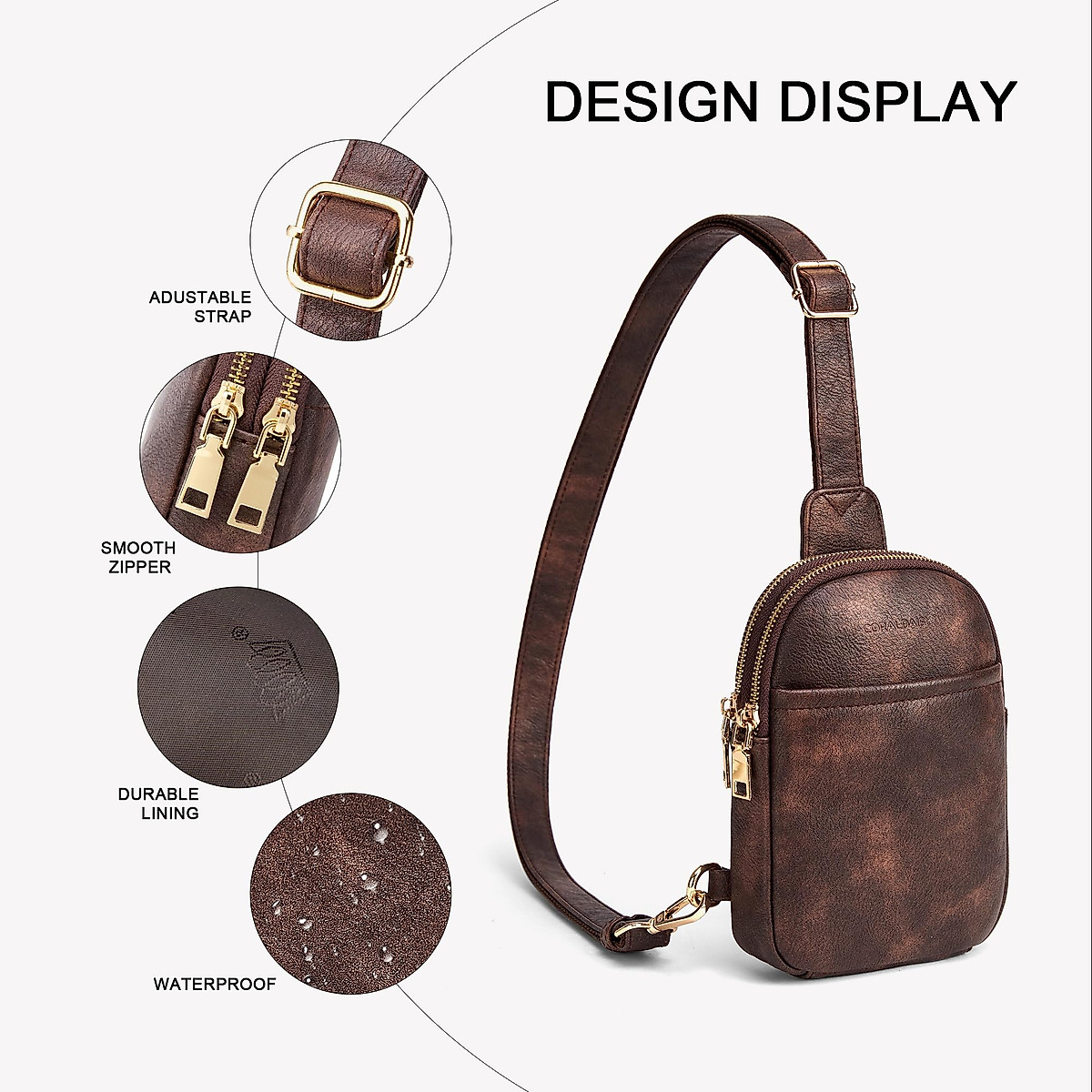 CORALDAISY Crossbody Bags for Women Sling Bag Fanny Packs for Women Crossbody purses Belt Bag for women cross body bag purse Gifts, Coffee