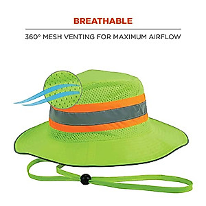 Ergodyne unisex adult Hi-vis Ranger Sun Hat, Lime, Large-X-Large US