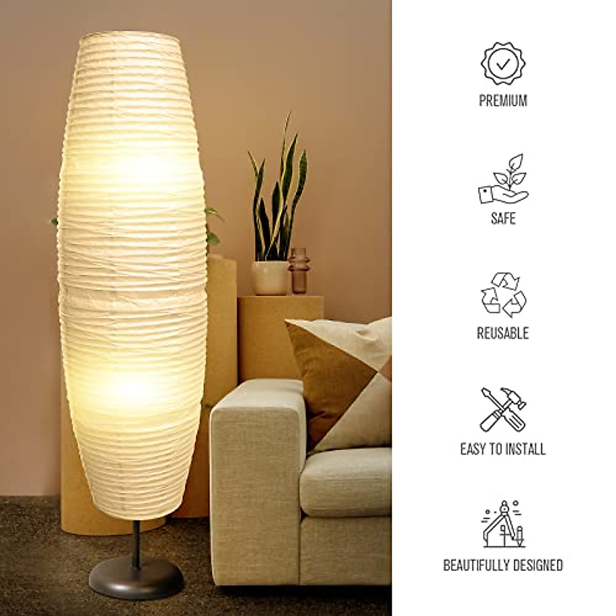 ibasenice Paper Floor Lamp Shade Classic Modern Paper Floor Light Bulb Cage Guard for Bedside Lamp Floor Lamp Living Room Decoration