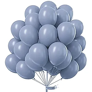 PartyWoo Retro Blue Balloons, 50 pcs 12 Inch Dusty Blue Balloons, Grayish Blue Balloons for Balloon Garland as Party Decorations, Birthday Decorations, Wedding Decorations, Baby Shower Decorations