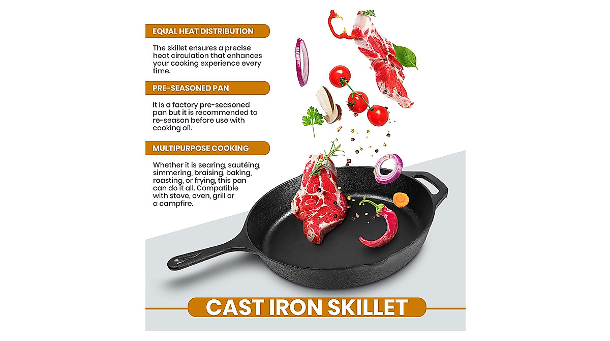 Utopia Kitchen 12" Cast Iron Skillet - Versatile & Nonstick
