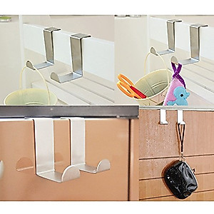 Home-organizer Tech Stainless Steel Reversible Over The Door Hook Removable Cubicle Coat Hook, Brushed Finish 6 Pack