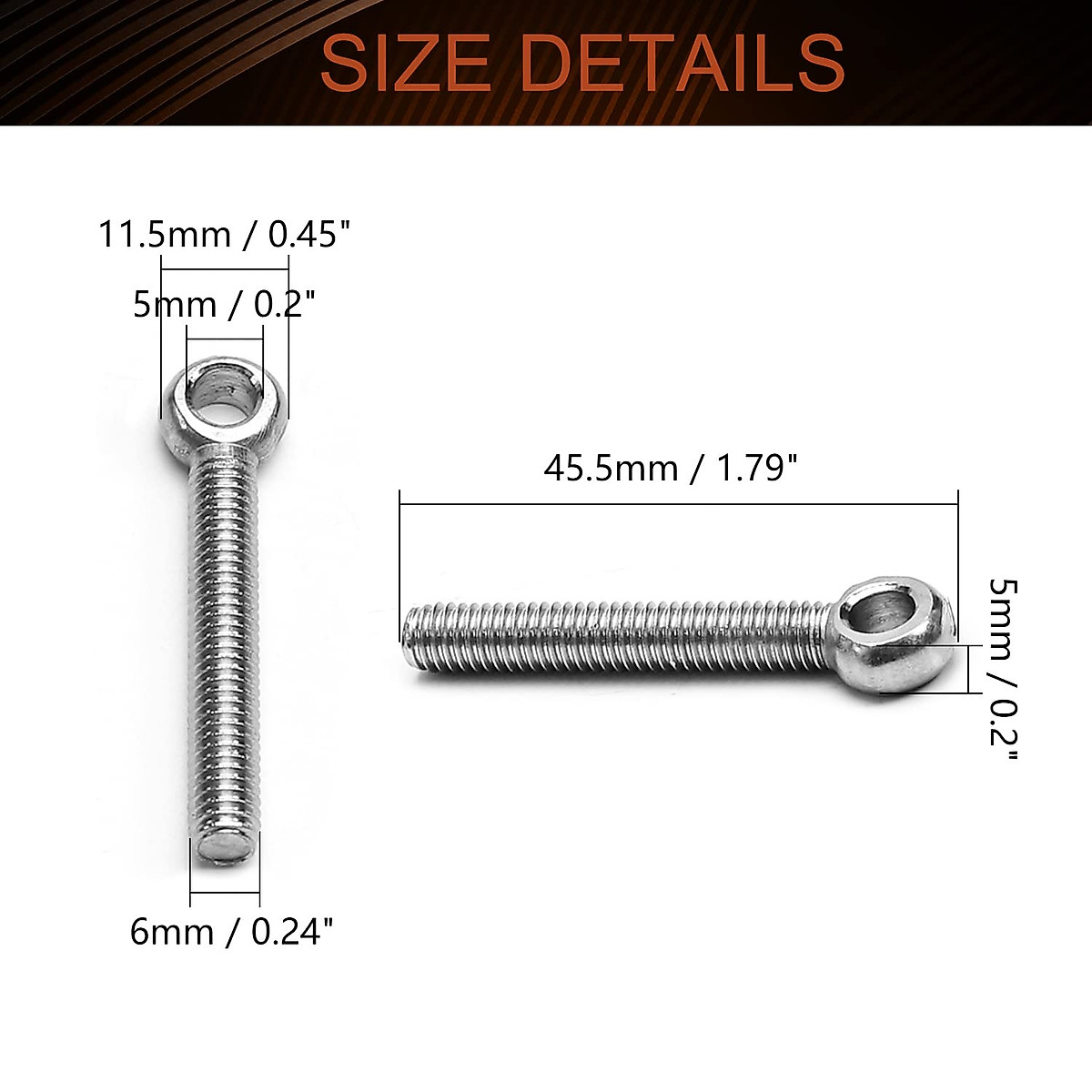 MroMax 10Pcs M6 x 40mm Swing Lifting Bolt, 304 Stainless Steel Metric Full Thread Machinery Shoulder Swing Lifting Eye Bolt for Home Renovation, Pipeline Gate Valves Fasteners