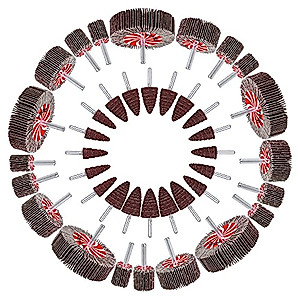 40 Pack 1/4" Abrasive Flap Wheel Sander Set, Rocaris 80 Grit Aluminum Oxide Flap Wheels Cone Shape Sanding Wheel