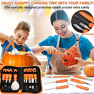 Pumpkin Carving Tools, 15 PCS Professional Pumpkin Carving Kit for Adults & Kids with LED Candles, Heavy Duty Stainless Steel Pumpkin Cutting Knife Supplies for Halloween Decoration Jack-O-Lantern