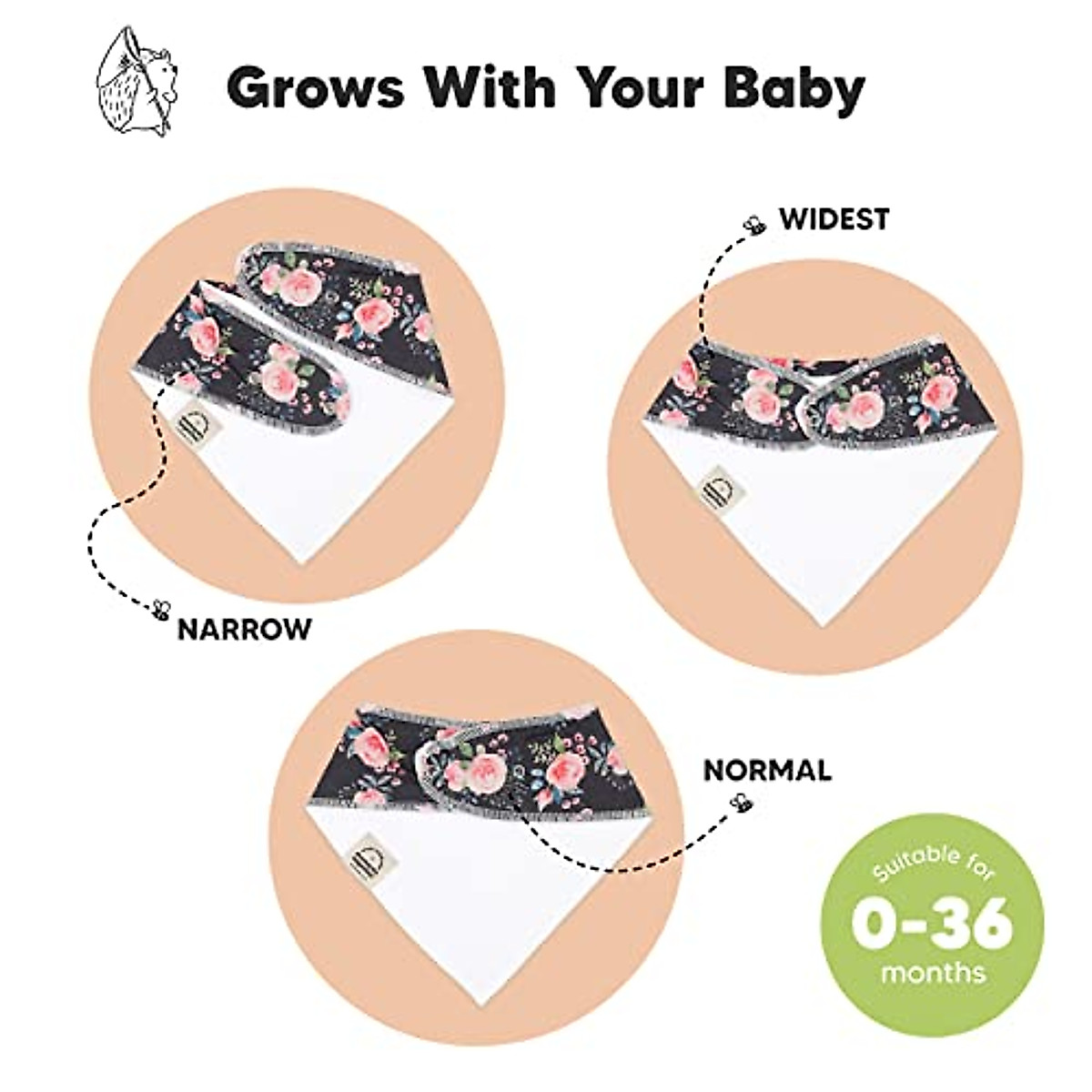10-Pack Organic Baby Bandana Bibs - Organic Cotton Bandana Bibs for Boys, Girls - Super Absorbent Bandana Drool Bibs - Teething Bibs - Baby Bibs for Infant, Toddler (Tea Party)