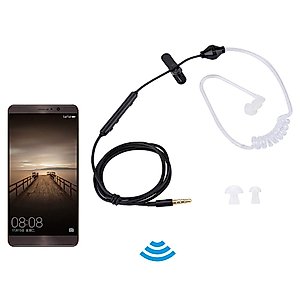 Yoidesu Universal 3.5mm Acoustic Hollow Earbuds Headphones with Microphone,Anti-Radiation in-Ear Single Earbud,Wired Cell Phone Earpiece (Black)