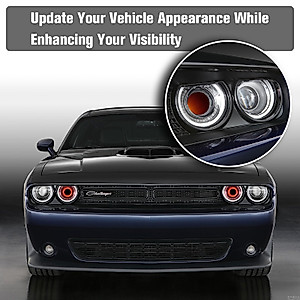 LitMiRaCle Dodge Challenger Headlights Bulbs, LED Headlamps Air Inserts Assembly Compatible with 2015-2020 Dodge Challenger, Plug and Play, Super Bright Red and White Lights(Red, 2PCS)
