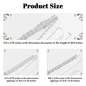 Sintege 3 Pcs Rhinestone Wedding Dress Belts Crystal Bridal Sash Belts Diamond Ribbon Belts for Women Bridal Bridesmaid