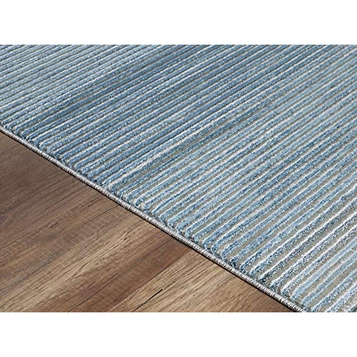 Abani Grey & Blue Minimalist Striped 4' X 6' Area Rug - Rustic Rugged Contemporary Modern Style Accent Rug, Vista Collection Rugs