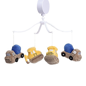 Bedtime Originals Construction Zone Musical Baby Crib Mobile Soother Toy- Trucks