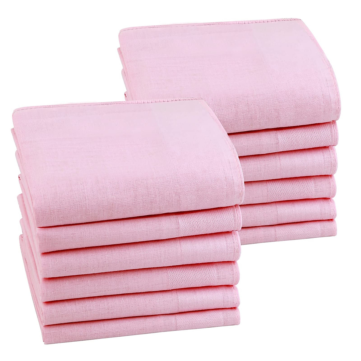 HOULIFE Men's Cotton Handkerchiefs, Solid Color 60S Soft Cotton Hankies for Men Women 6/12PCS 15.7"×15.7" (Pink, 12 PCS)