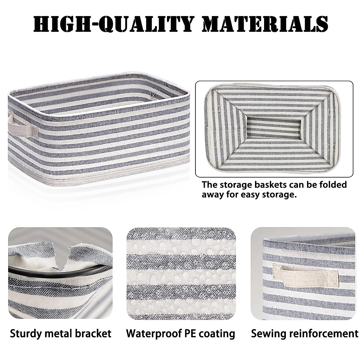 PFFVRP Small Storage Basket 6-Pack, Fabric Storage Bins for Closet, Storage Baskets for Shelves Organizing, Folable Baskets for organizing Clothes, Toys, Books, Gifts (Grey)