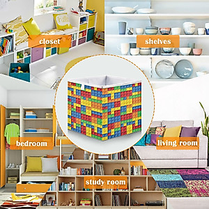 QUGRL Colorful Red Yellow Cube Storage Bins Organizer Blue Orange Clothes Storage Basket Box for Shelves Closet Cabinet Office Dorm Bedroom 11x11 in
