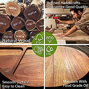 Extra Large 30” x 13” Magnetic Acacia Wood Charcuterie Boards Cheese Board Set with Handles, Serving Tray and Cutting Board Set, for Housewarming New Home Christmas Wedding Bridal Shower