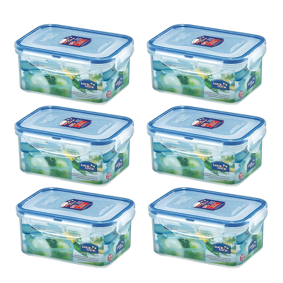 LocknLock Easy Essentials Storage Food Storage Container Set/Food Storage Bin Set, Clear, 20 Oz (Pack of 6)