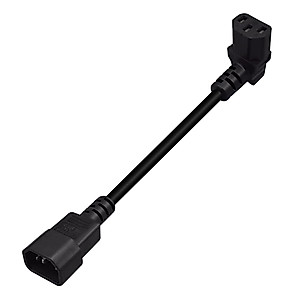 Toptekits IEC 320 90 Degree C13 3-Pin Female to C14 3-Pin Male PDU UPS Power Supply Extension Cord,IEC C14 to C13 Power Cable PDU UPS Plug/Socket UP 90 Degree Wall-Mounted LCD TV(0.33ft/10cm)
