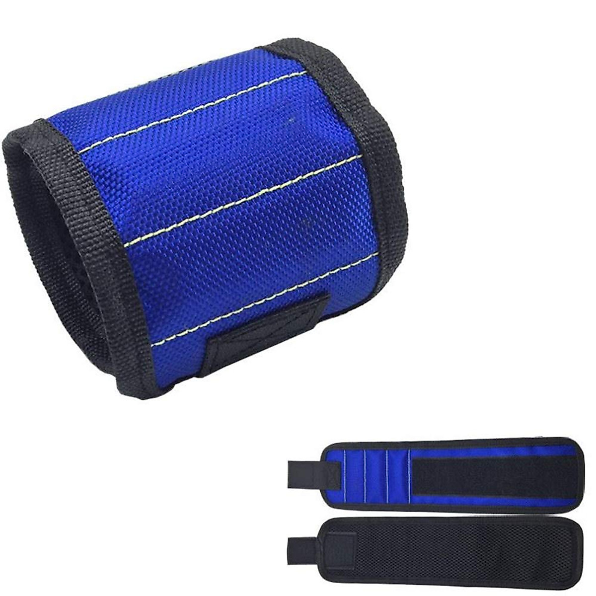 Polyester Magnetic Wristband Portable Tool Bag Electrician Wrist Tool Belt Screws Nails Drill Bits Holder Repair Tools (Blue)