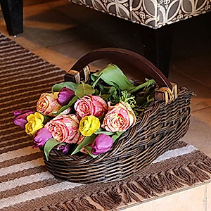 The Basket Lady Wicker Gathering Basket, Large, 22.5 in L x 12.5 in W x 12 in H, Antique Walnut Brown (Sold Individually)
