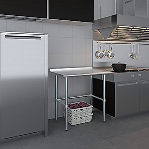 AmGood 24" X 36" Stainless Steel Work Table Open Base with 1.5" Backsplash | Metal Kitchen Food Prep Table | NSF