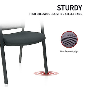 CLATINA Guest Reception Stacking Office Chairs with Arm, Mesh Back Waiting Room Chair with Upholstered Fabric Seat and Ergonomic Lumbar Support for Office Conference School Church, Grey