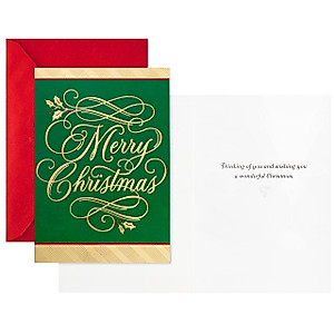 Hallmark Boxed Christmas Cards, Green and Gold (40 Cards with Envelopes)