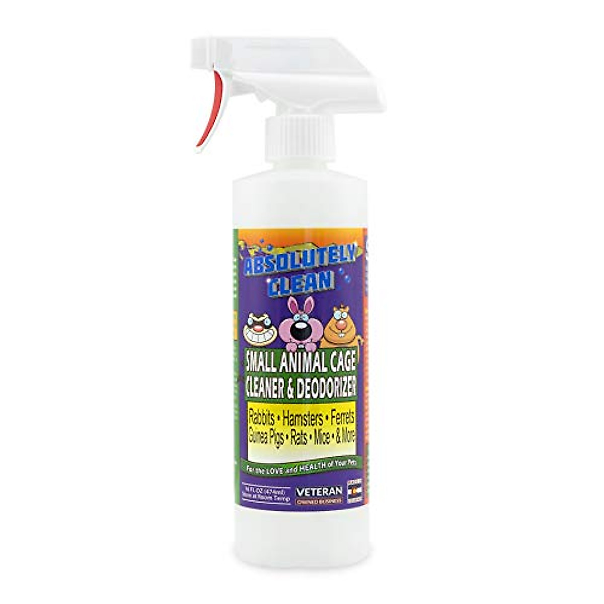 Amazing Small Animal Cage Cleaner, Just Spray/Wipe, Easily Removes Messes & Odors - Hamster Cages, Mice, Rat Cage, Guinea Pig Cage, Rabbit Cage, Ferret Cage, Dog Cage - USA Made