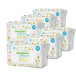 Babyganics Baby Wipes, Unscented, Packaging may vary, 100 Count (Pack of 6)