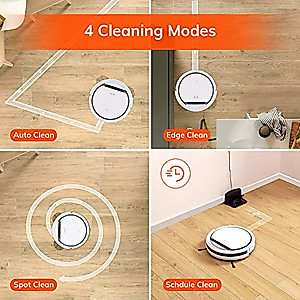 ILIFE V3s Pro Robot Vacuum Cleaner, Tangle-free Suction , Slim, Automatic Self-Charging Robotic Vacuum Cleaner, Daily Schedule Cleaning, Ideal For Pet Hair，Hard Floor and Low Pile Carpet,Pearl White