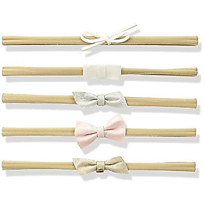 Mud Pie Baby Girls' Leather Bow 5 Piece Headband Set, Multi, One Size