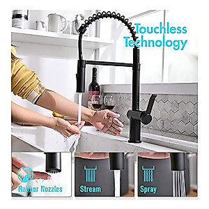 Touchless Pull Down Kitchen Faucet with Sprayer, APPASO Motion Sensor Activated Hands-Free Automatic Kitchen Faucet, Inducing Single Handle Smart Faucets for Kitchen Sink, Solid Brsss, Matte Balck