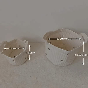 GoBabyMart 2-Piece Set Decorative Bear Storage Diaper Caddy with Handle for Baby Nursery Basket Toy Storage Bins Laundry Basket for Towels Blanket Socks, Baby Shower Organizer Basket (Single Bear)